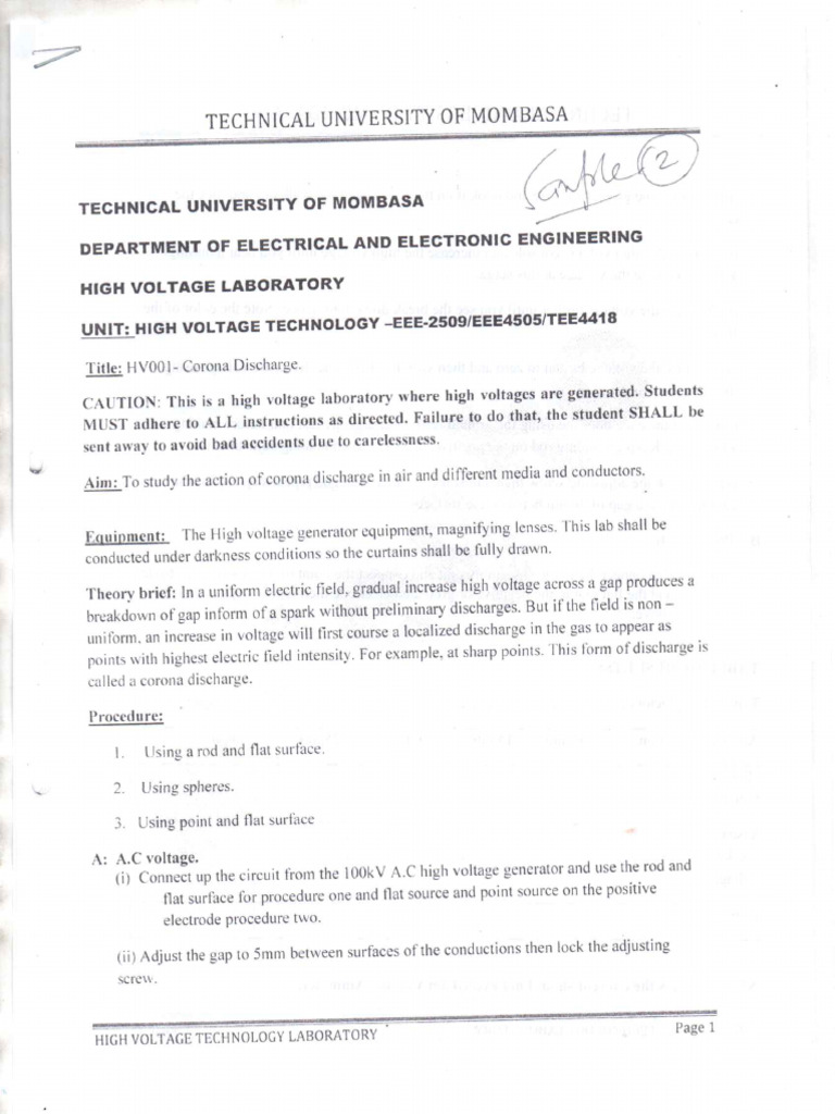 LAB - Corona Discharge | PDF