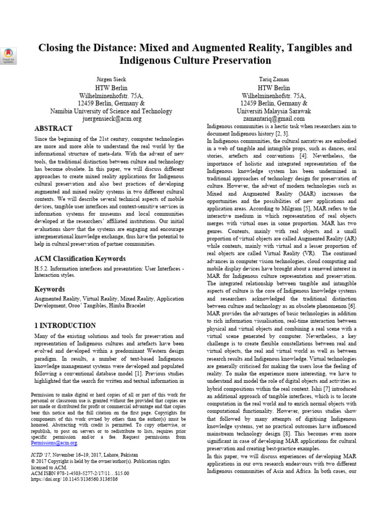 9closing The Distance - Mixed and Augmented Reality, Tangibles and Indigenous Culture ...