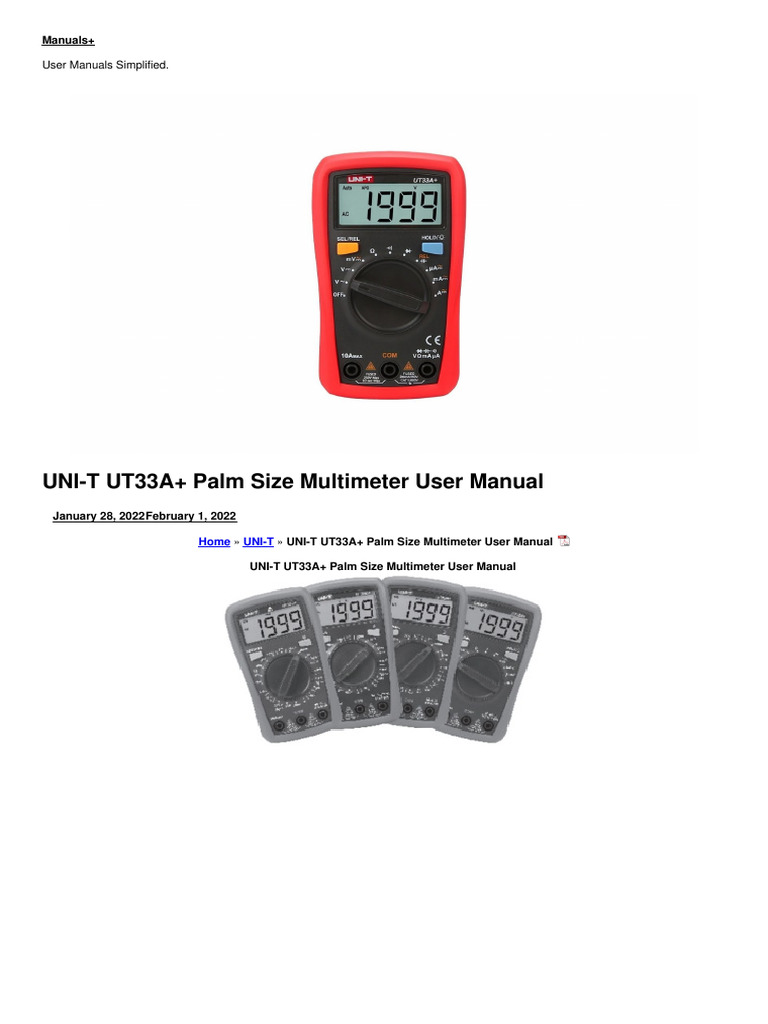 Ut33a Palm Size Multimeter Manual | PDF | Capacitor | Series And ...