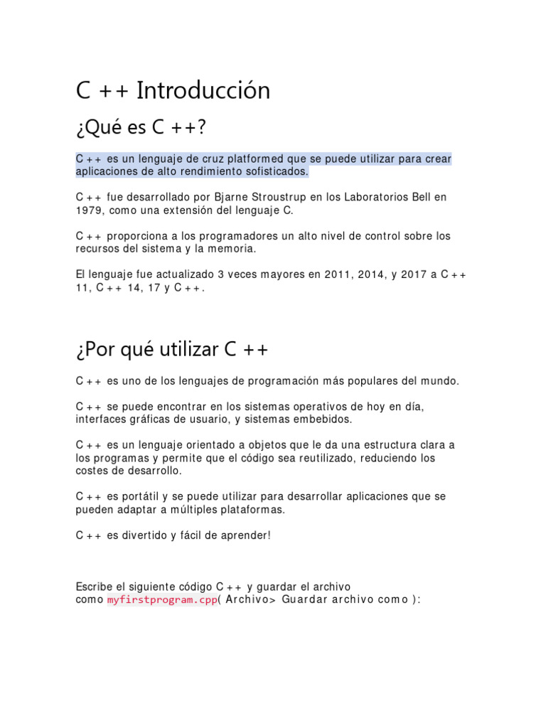 C++ Primera clase | PDF | C ++ | Software