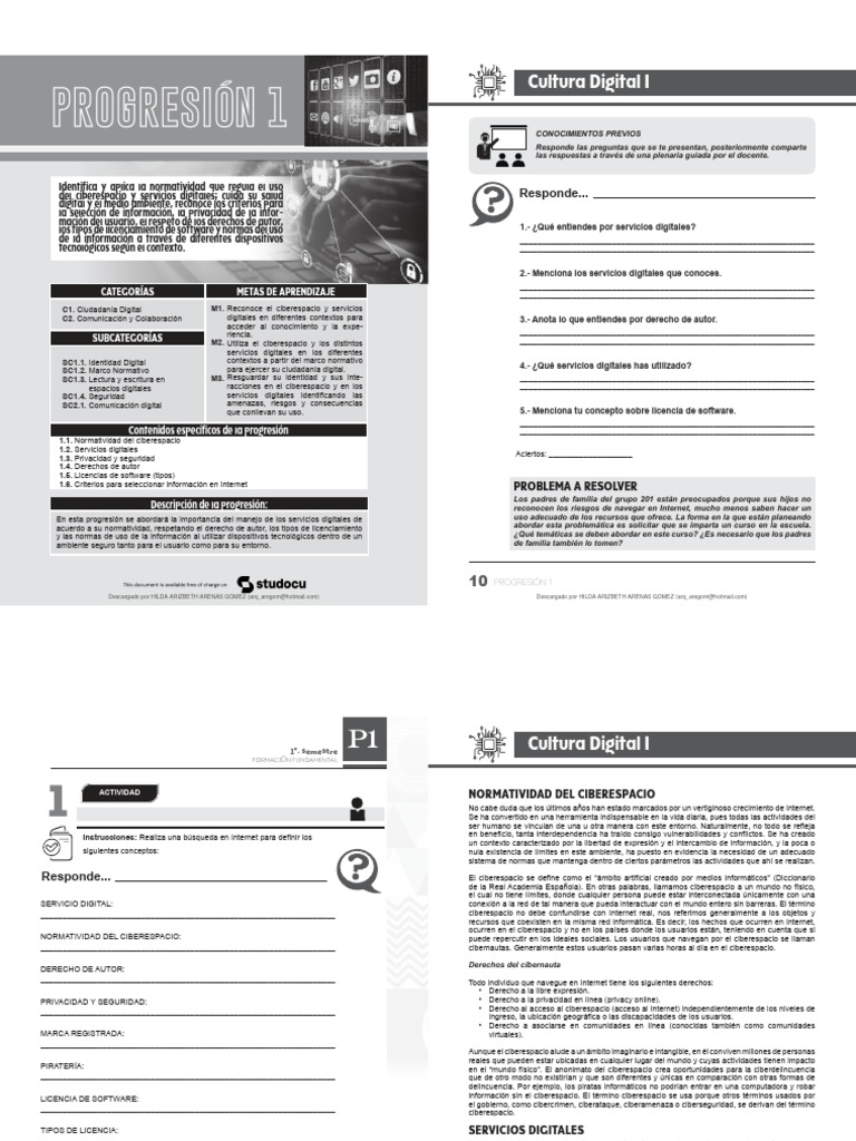 PROGRESIÓN 1 - Cultura Digital I | PDF