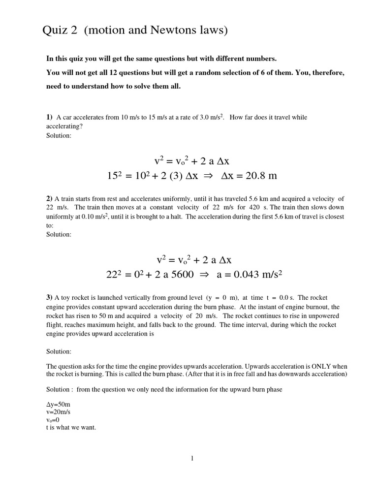 Phy1 Q2 2021 Tutorial | PDF | Acceleration | Force