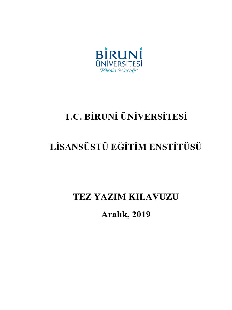 Tez Yazım Kılavuzu | PDF