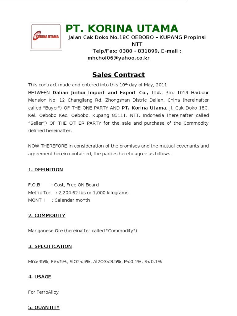 Sales Contract | PDF | Arbitration | Sales