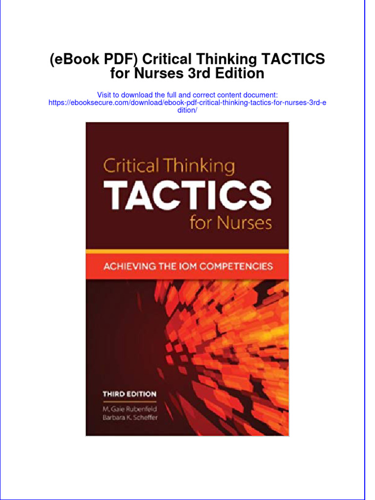 Ebook PDF Critical Thinking Tactics For Nurses 3rd Edition PDF ...