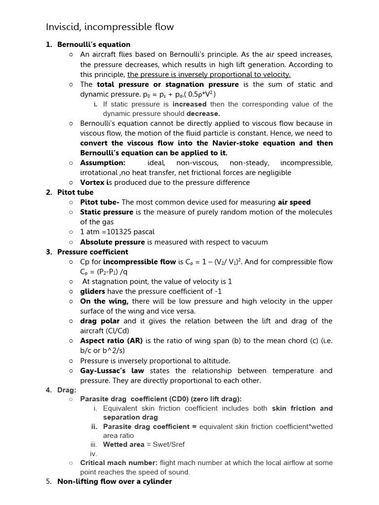 Inviscid Incompressible Flow - 1 | PDF | Lift (Force) | Drag (Physics)