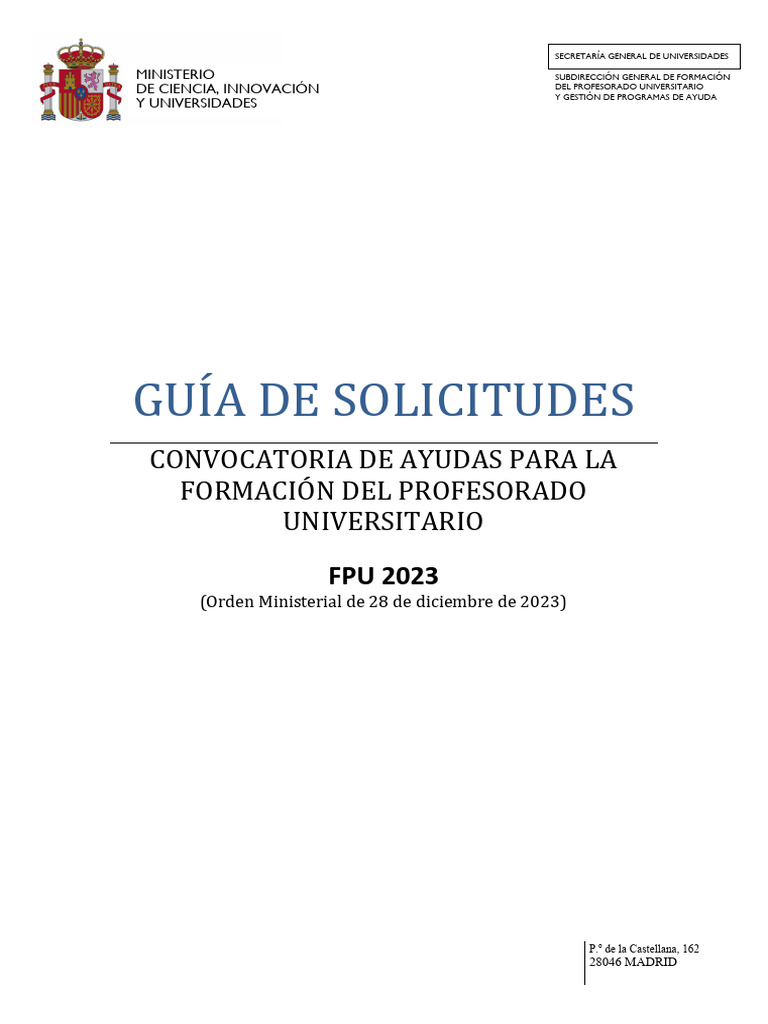 Guia FPU 2023 | PDF | Licenciatura