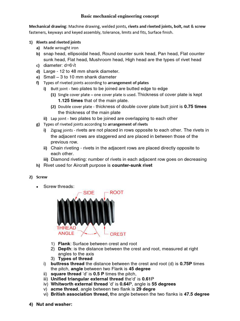 Basic Mechanical Engineering Concept | PDF | Rivet | Mechanical Engineering