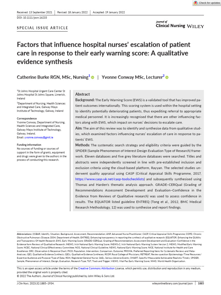 Journal of Clinical Nursing - 2022 - Burke - Factors That Influence ...