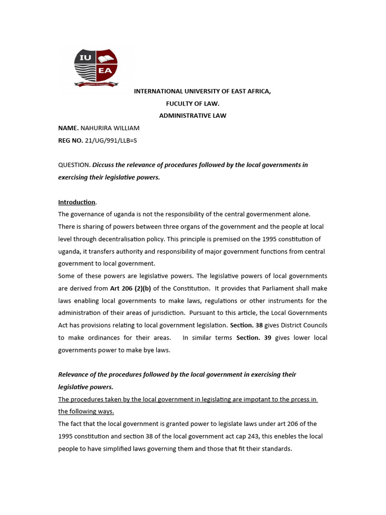 Administrative Law Course Work | PDF | Bill (Law) | Administrative Law