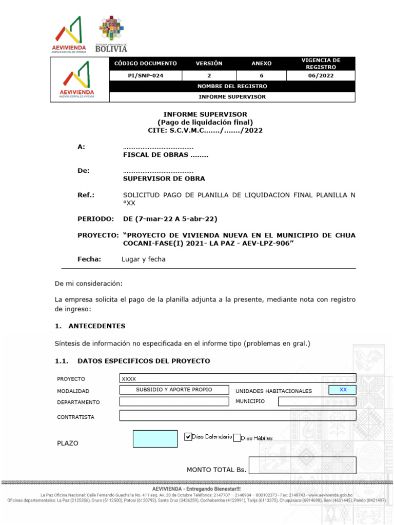 Anexo 6 Inf. Superv - Planilla Final de La E.C. | PDF