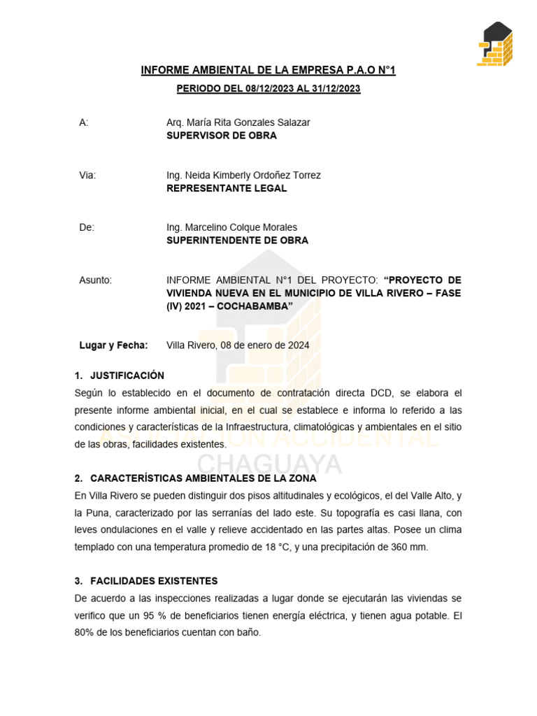 Informe Ambiental Pao 1 | PDF | Residuos | Reciclaje