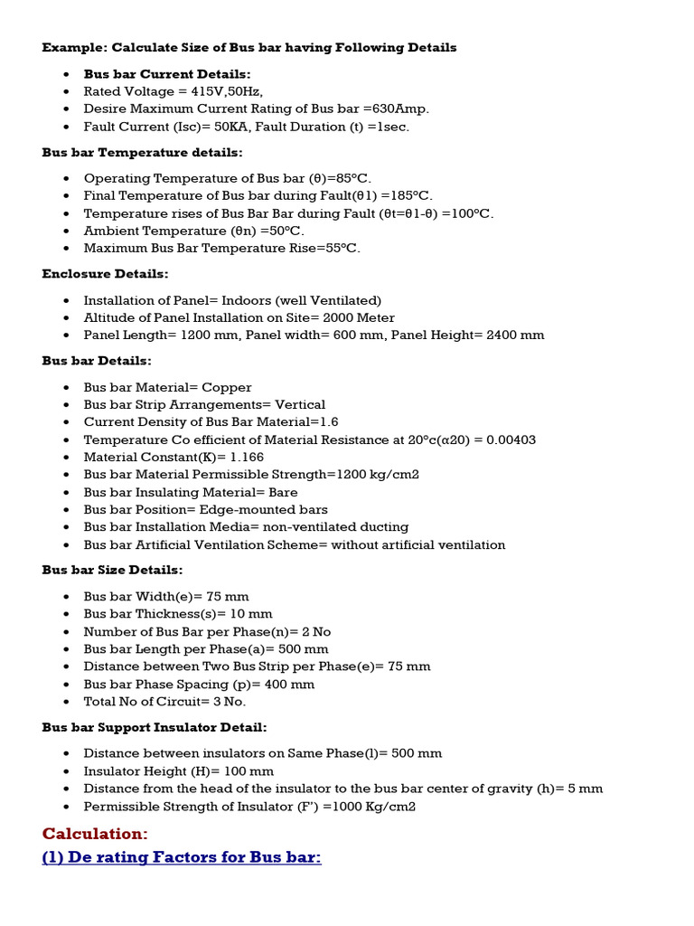 Busbar Sizing Calculation | PDF | Ventilation (Architecture ...
