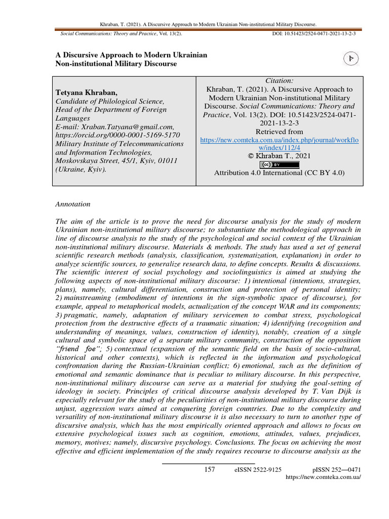 A Discursive Approach To Modern Ukrainia | PDF | Discourse | Psycholinguistics