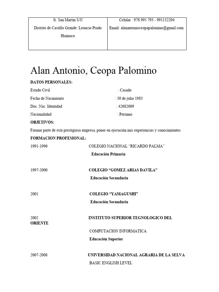 CV Alan | PDF | Economias | Negocios económicos