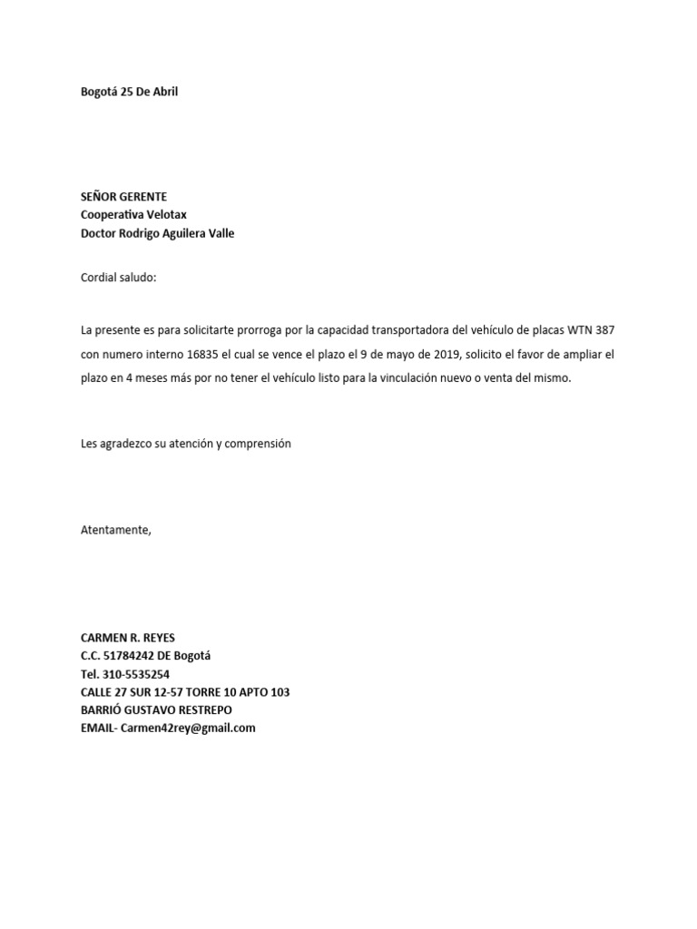 Carta Solicitud Plazo | PDF