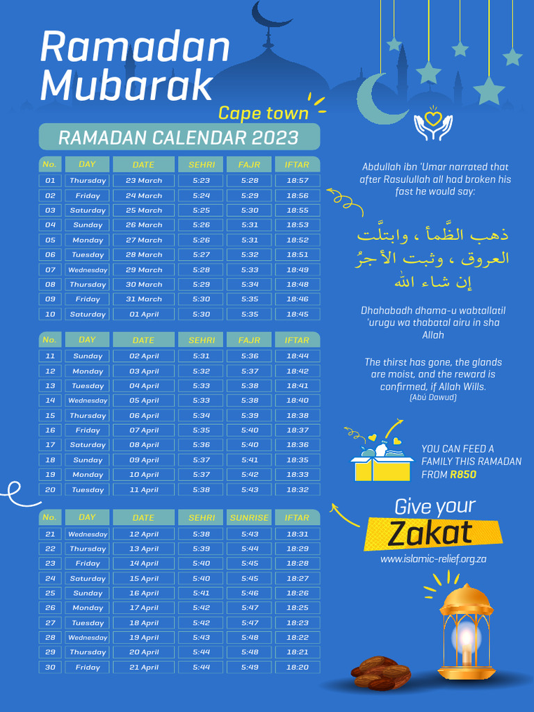 Ramadan 2023 Fasting Timetable | PDF | Ramadan | Fasting