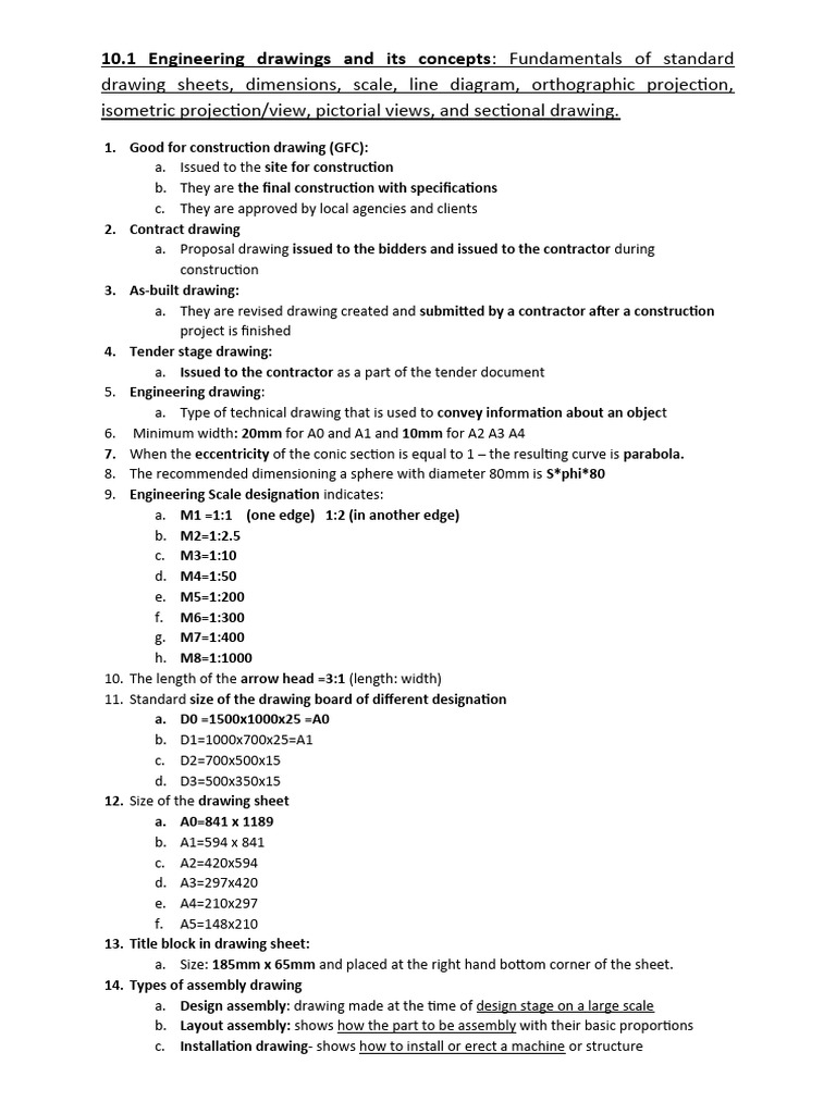 Drawing Sheets, Dimensions, Scale, Line Diagram, Orthographic ...