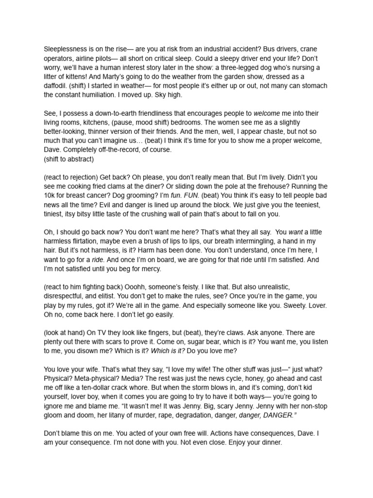 Constant State of Panic Monologue | PDF