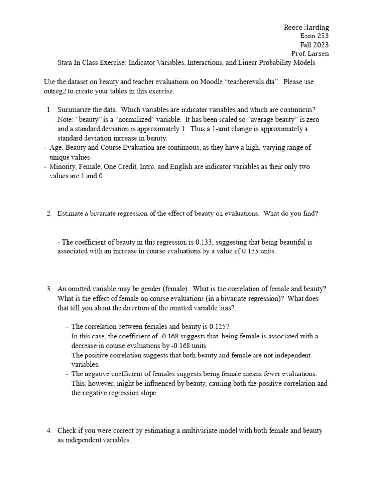 Reece Harding - Stata 8 | PDF | Dependent And Independent Variables ...