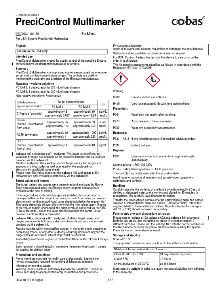 Insert - PreciControl Multimarker - Ms - 05341787160 - USA.V6.en | PDF ...