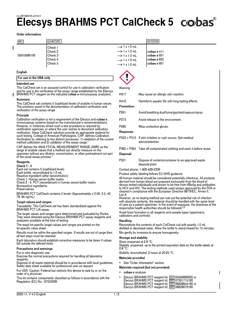 BRAHMS CalSet | PDF | Verification And Validation | Assay