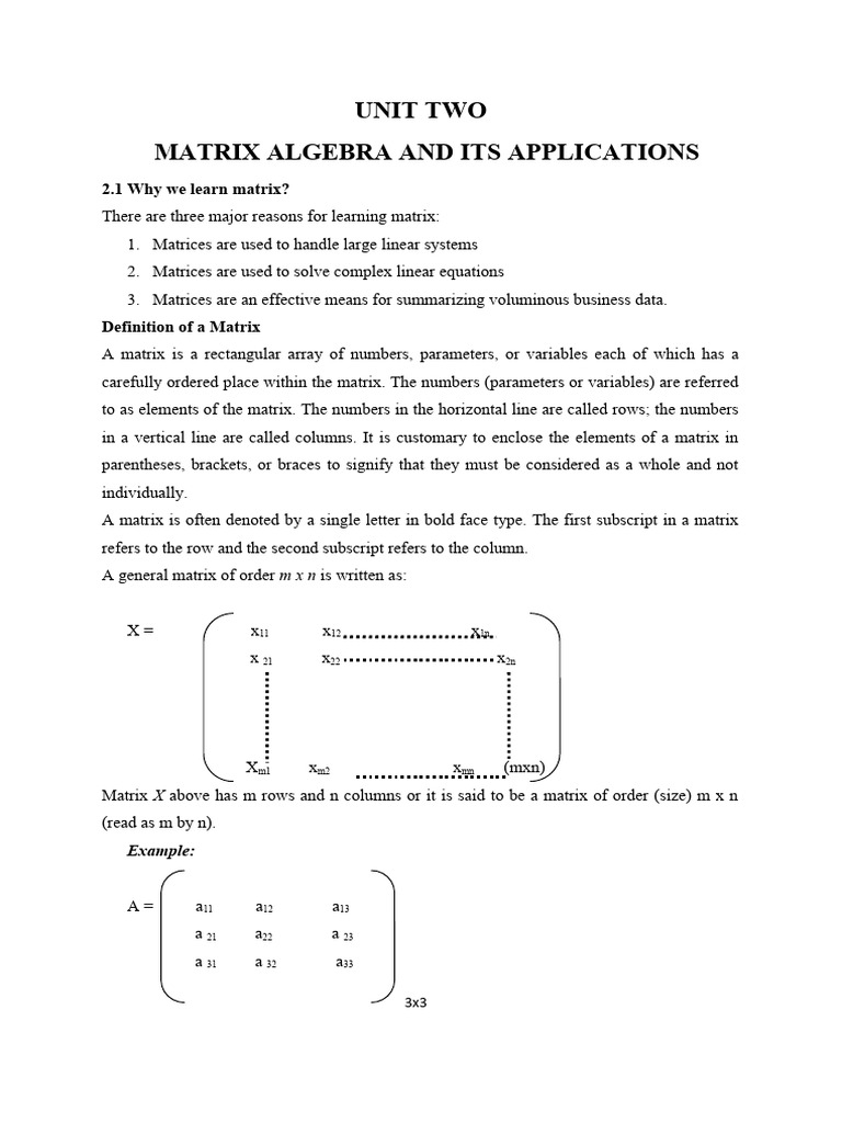 Ch 2 Matrix Pdf Matrix Mathematics Linear Algebra 6105
