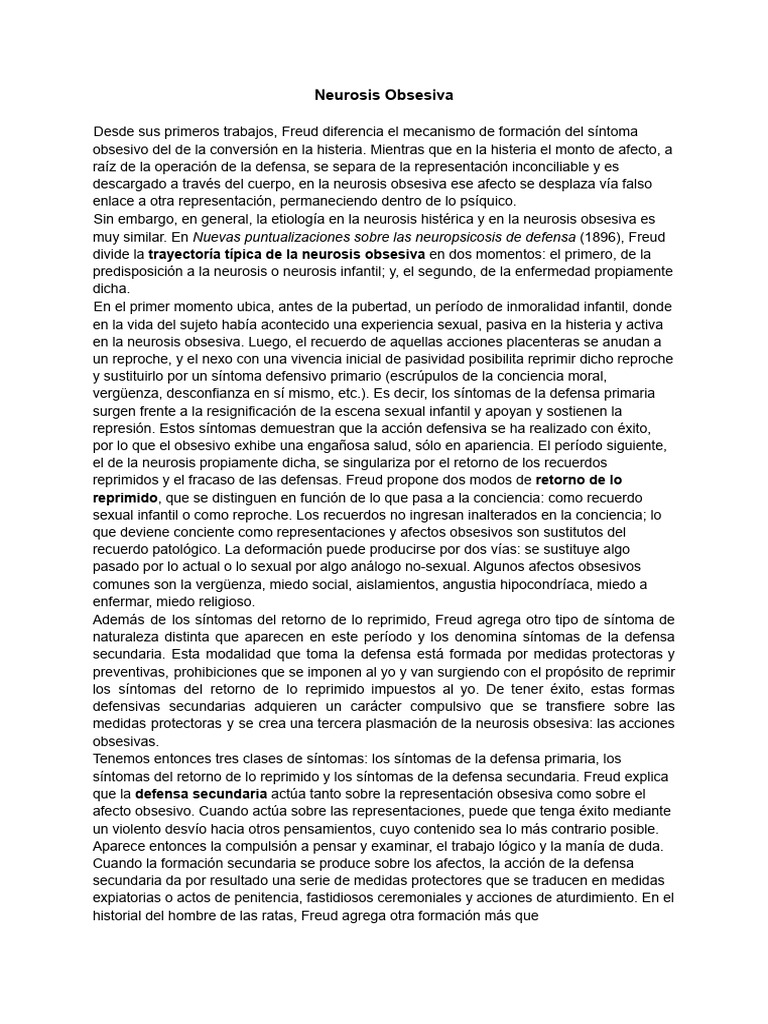 Neurosis Obsesiva | PDF | Neurosis | Sigmund Freud