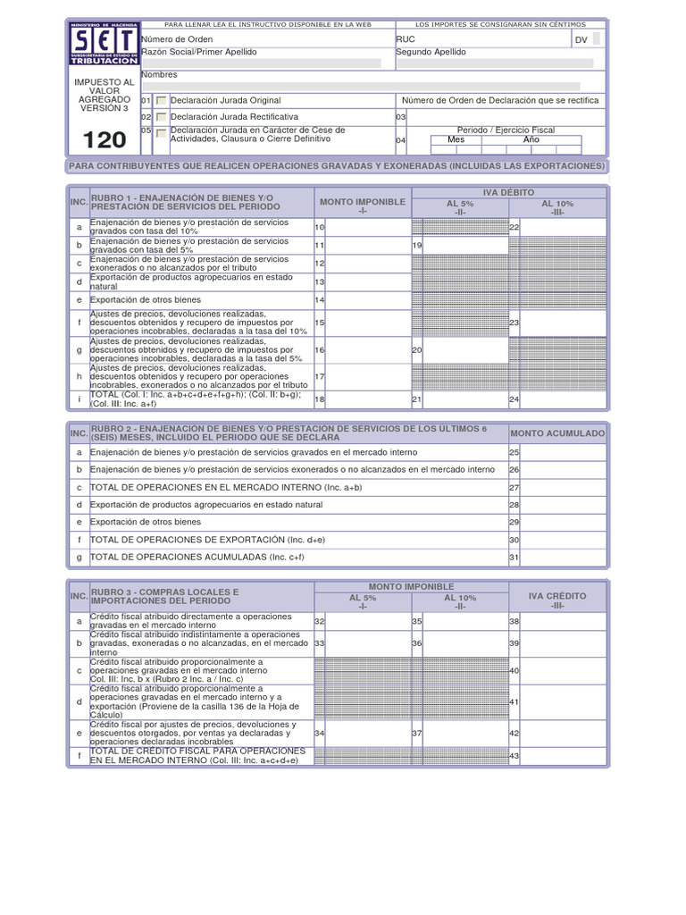 Hola 1 Form 120 Presentacion IVA | PDF | Impuestos | Impuesto al valor ...