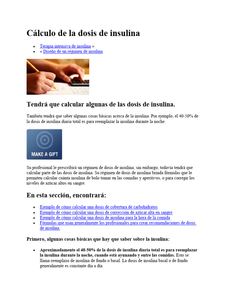 Cálculo de Dosis de Insulina | PDF | Insulina | Cuestionario