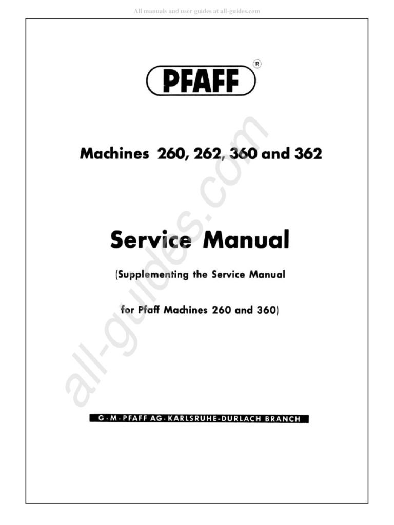 Pfaff 260/262/360/362 Service Manual | PDF