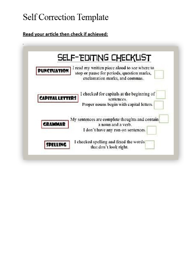Self Correction Template | PDF