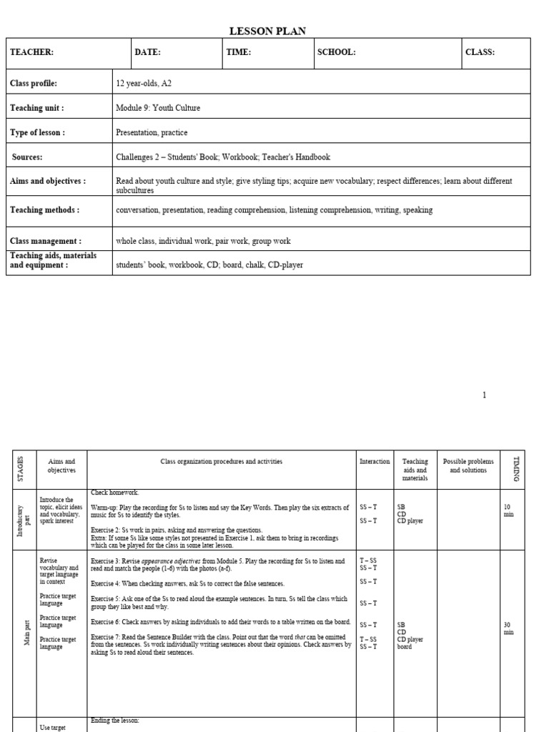 Challenges 2, Module 9, Lesson 2 | PDF