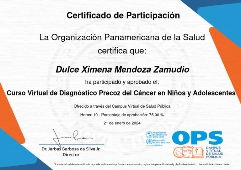 Curso Virtual de Diagnóstico Precoz Del Cáncer en Niños y Adolescentes ...