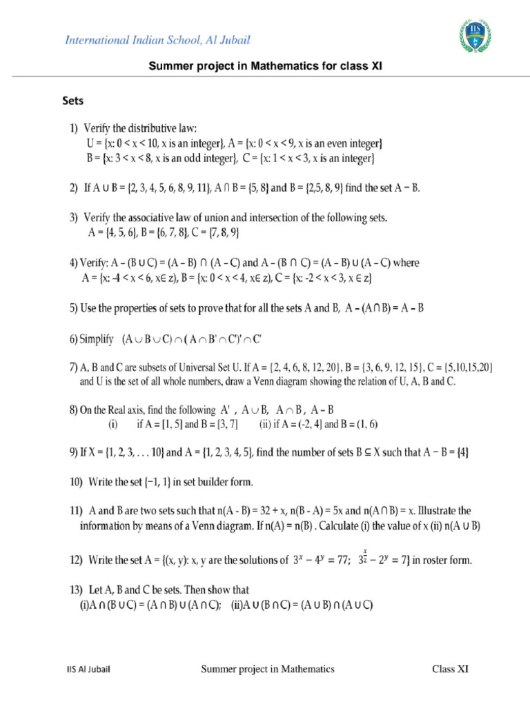 XI-Math Summer Project 2023-24 | PDF