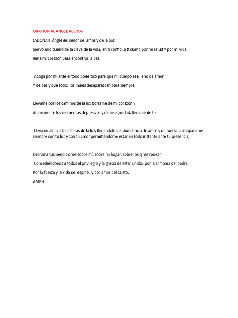 Oración Al Àngel Adonai | PDF | Religión y espiritualidad