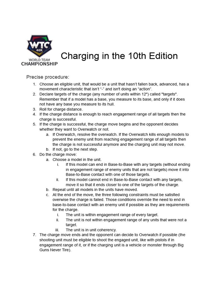 WTC 10th Edition Charging Guide | PDF | Warfare
