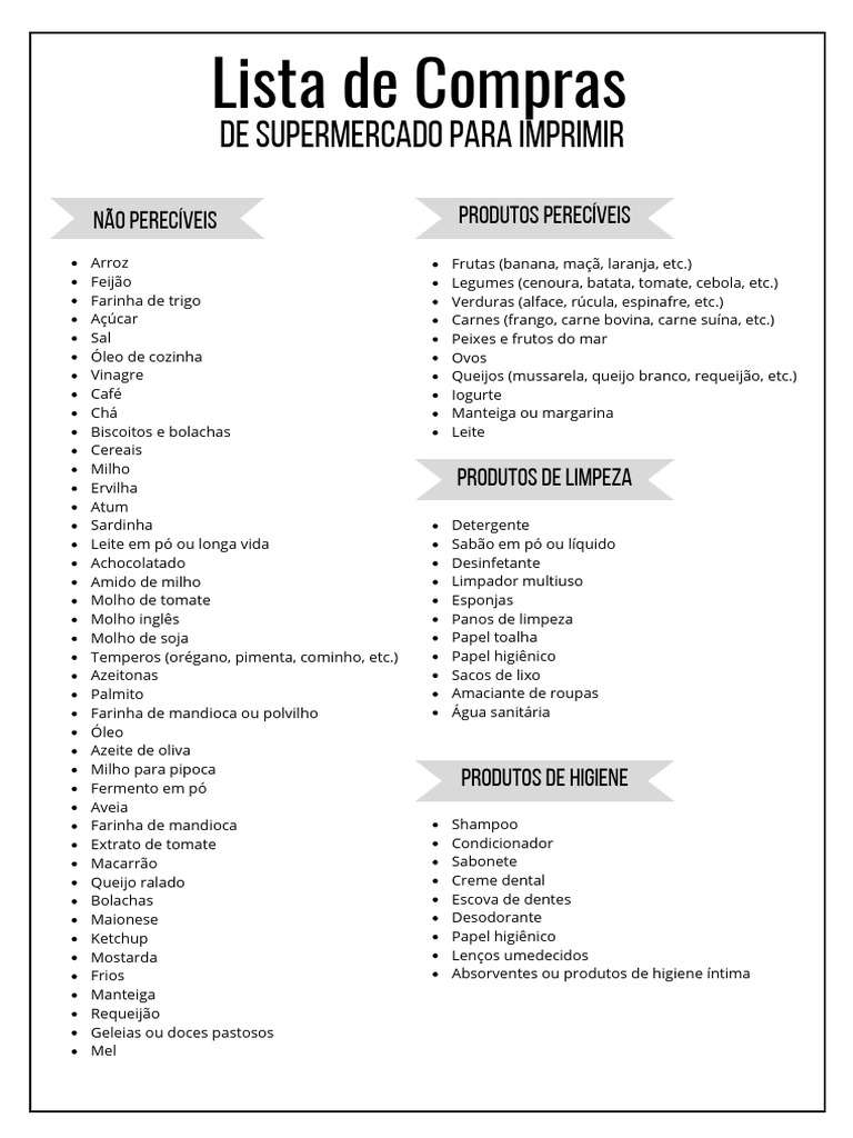 Lista Completa de Compras de Supermercado | PDF