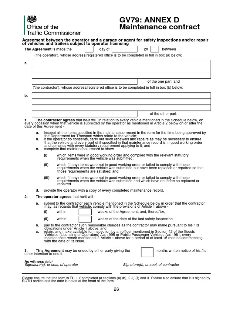 Maintenance Contract With Example | PDF | Vehicles | Government