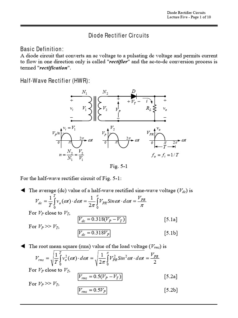 Lecture 3 | PDF | Rectifier | Capacitor