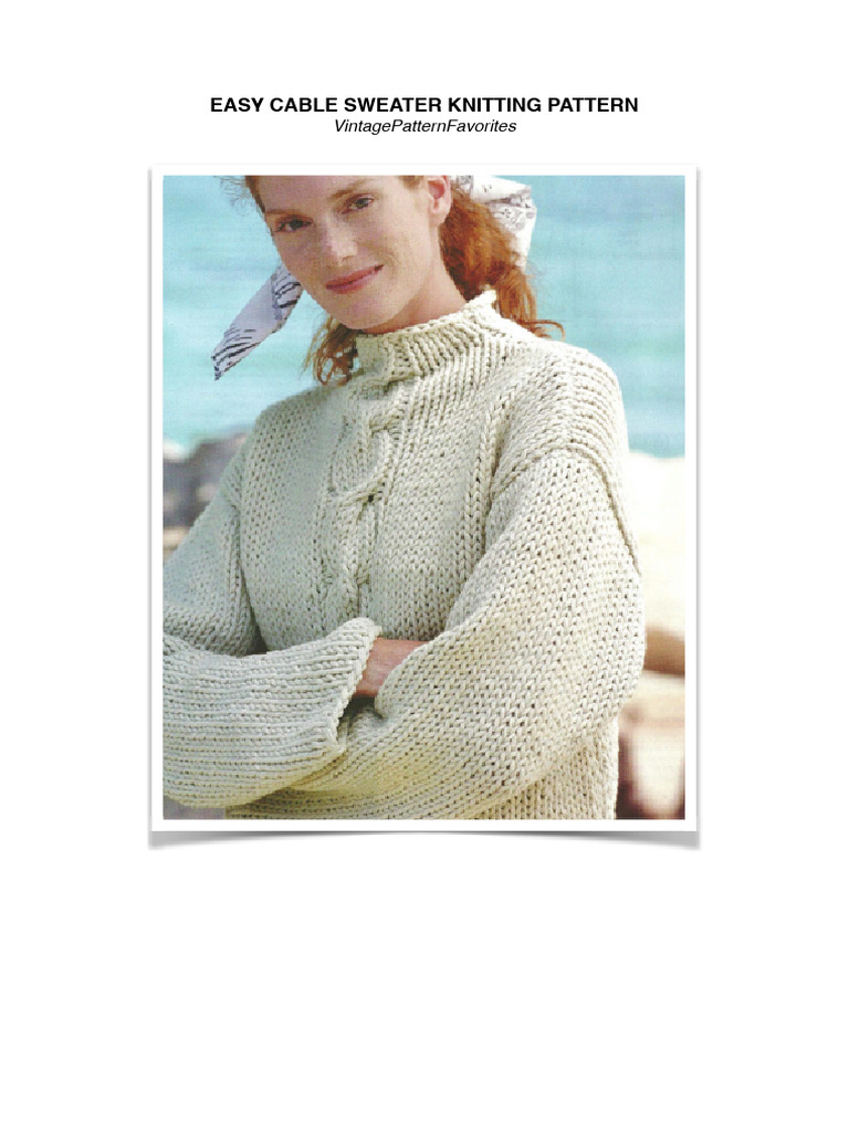 Easy Cable Sweater Knitting Pattern | PDF | Art