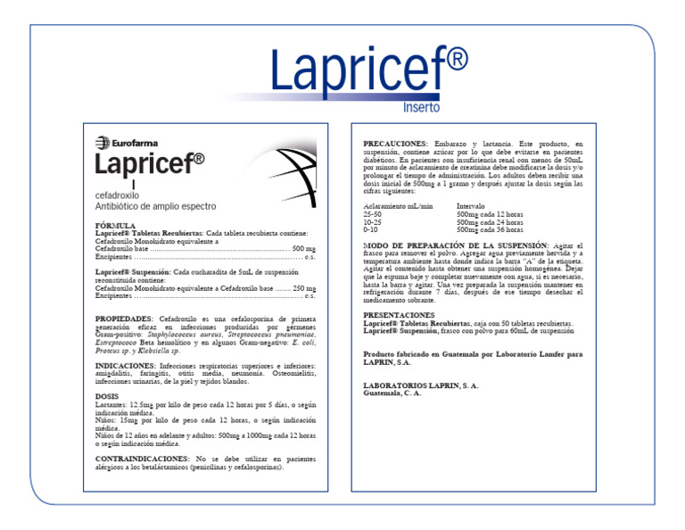 Bula Lapricef Suspension | PDF | Causas de la muerte | Especialidades ...