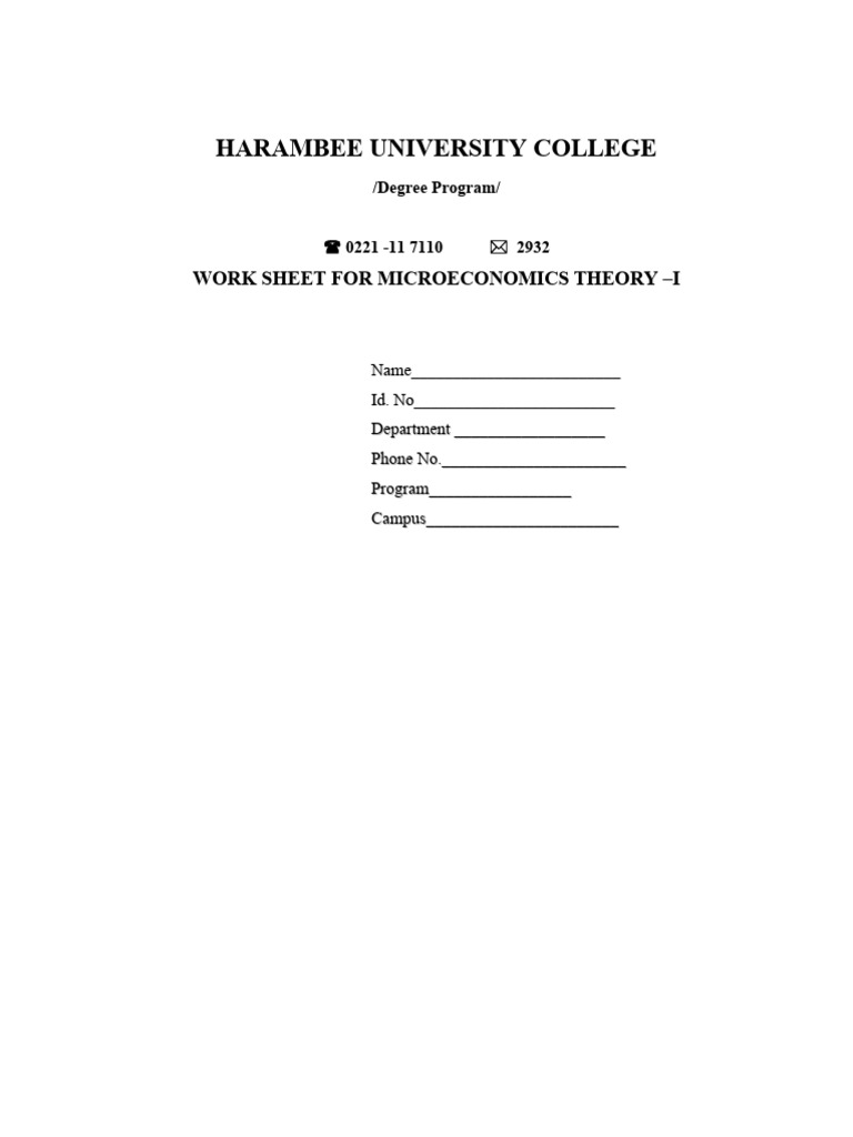 Microeconomic I Worksheet | PDF | Elasticity (Economics) | Demand