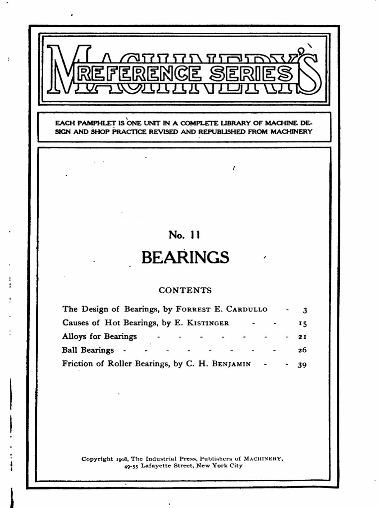 Machinery's - Reference - Series - No - 11 Bearings | PDF