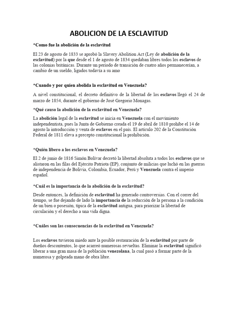 Abolicion de La Esclavitud | PDF