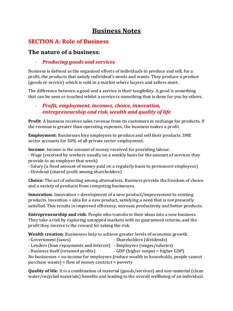 Year 11 Business Module 1 | PDF | Employment | Business