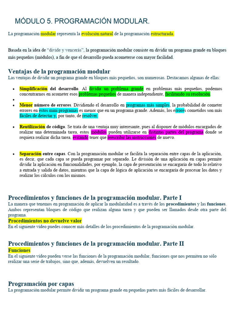 Programacion Modular Pdf Programación De Computadoras Algoritmos 