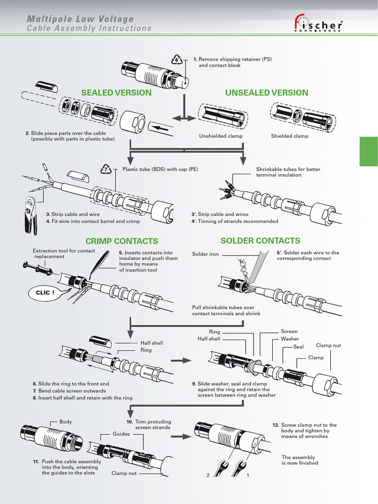 Fischer Connectors Cable Assembly Instructions Core Series Multipole ...
