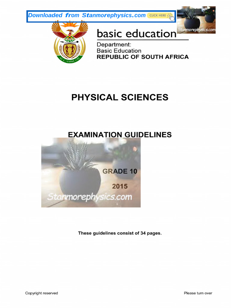 Physical Sciences GR 10 Exam Guidelines 2015 Eng | PDF