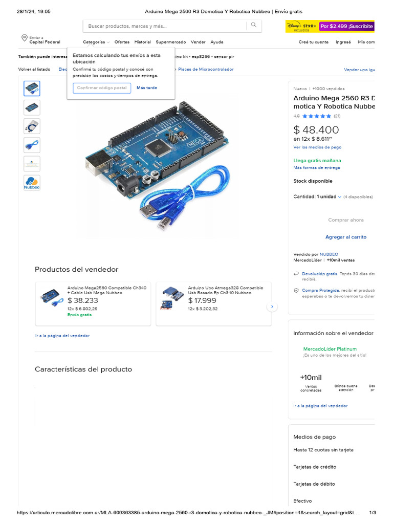 Arduino Mega 2560 R3 Domotica Y Robotica Nubbeo | PDF | Arduino ...